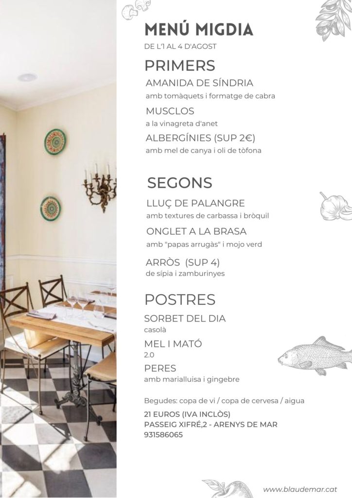 MENÚ SETMANAL - Restaurant Blau de Mar